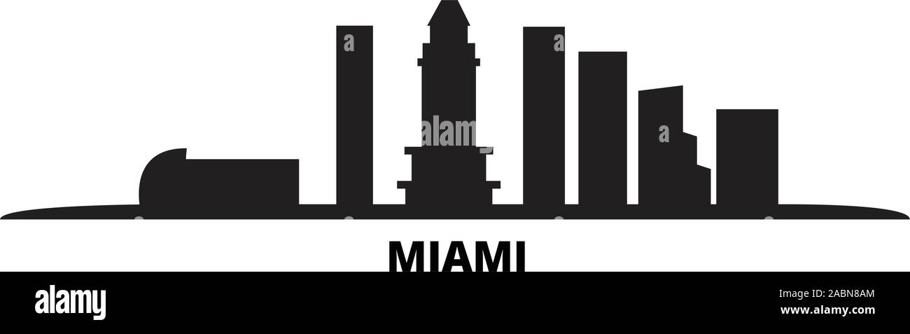 United States, Miami City city skyline isolated vector illustration ...