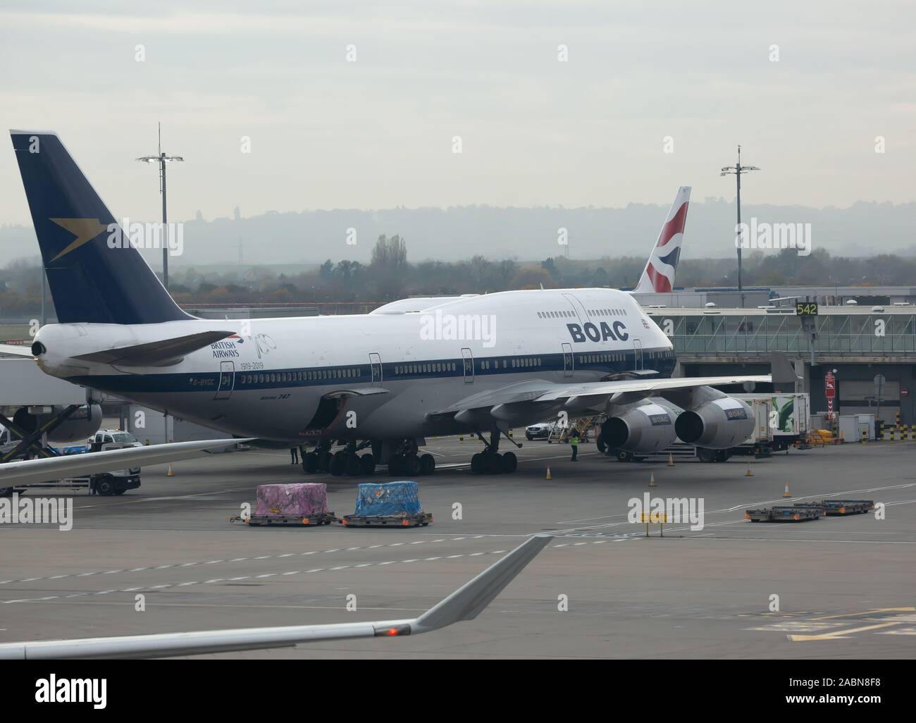 BOEING 747 400 SERIES with BOAC livery on the apron at Heathrow ...