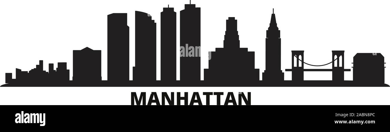 United States, New York Manhattan city skyline isolated vector ...