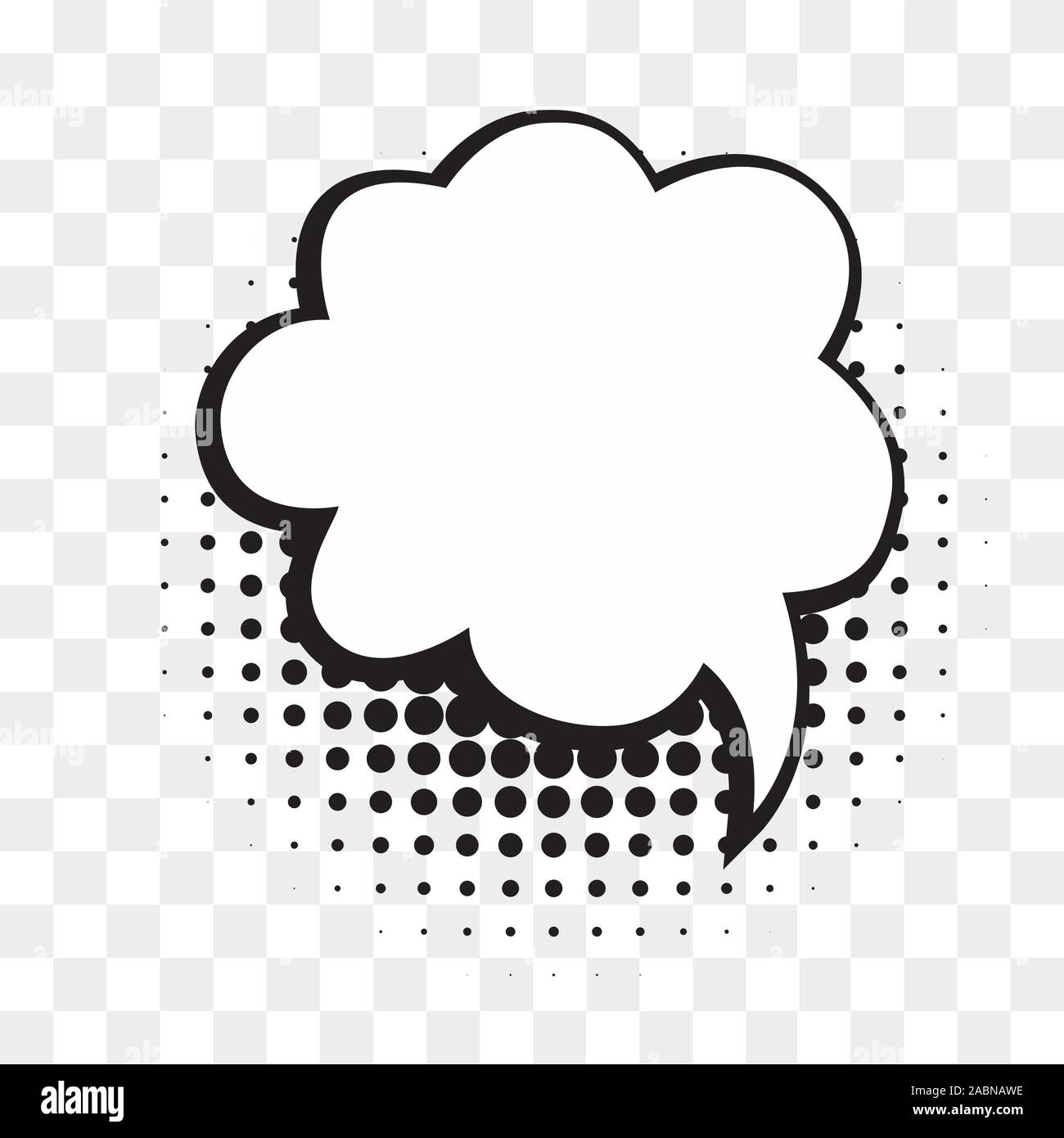 Speech bubble with halftone shadows in cartoon, comic style. Dialogue ...