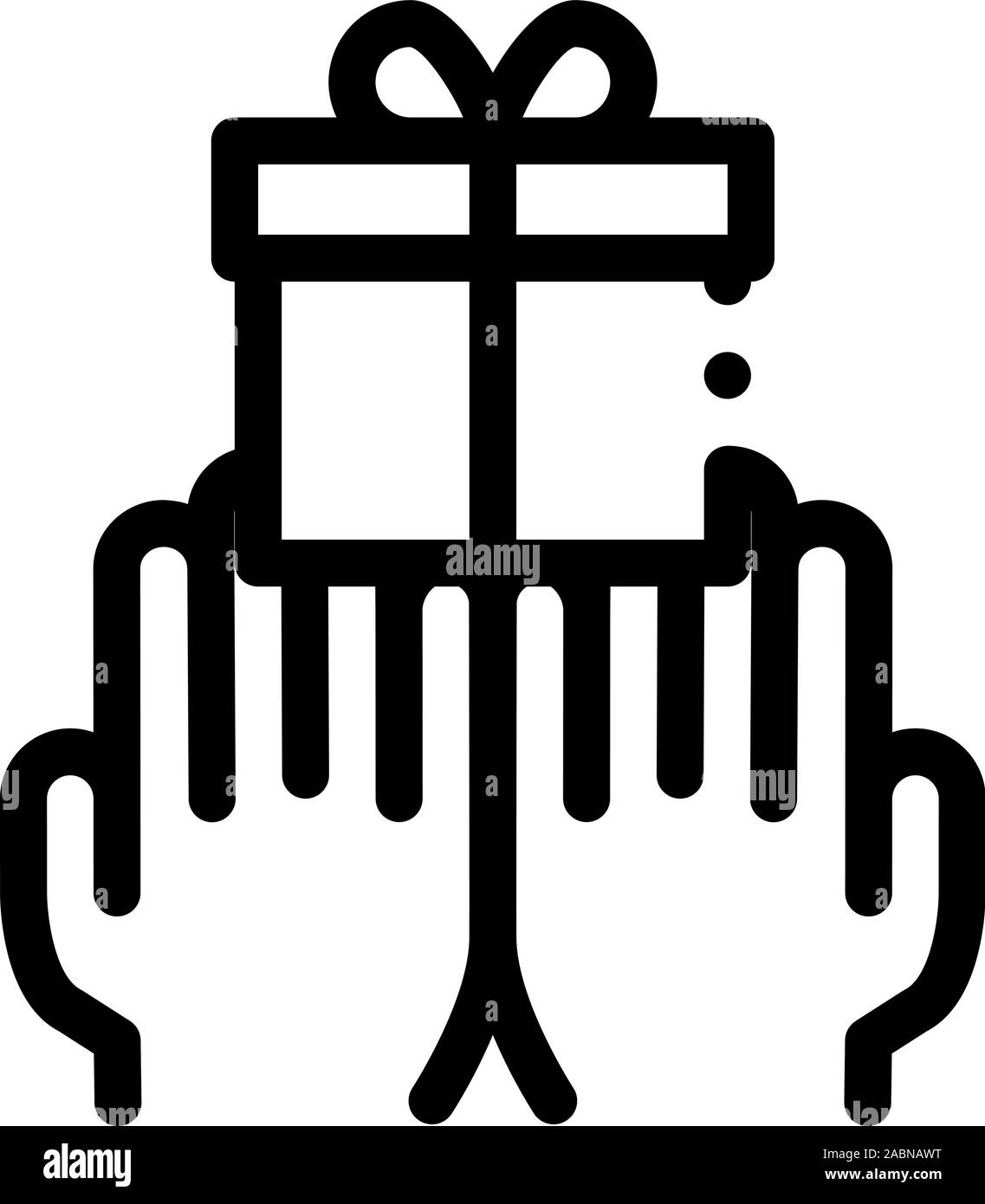 Hands Giving Gift Icon Vector Outline Illustration Stock Vector Image ...
