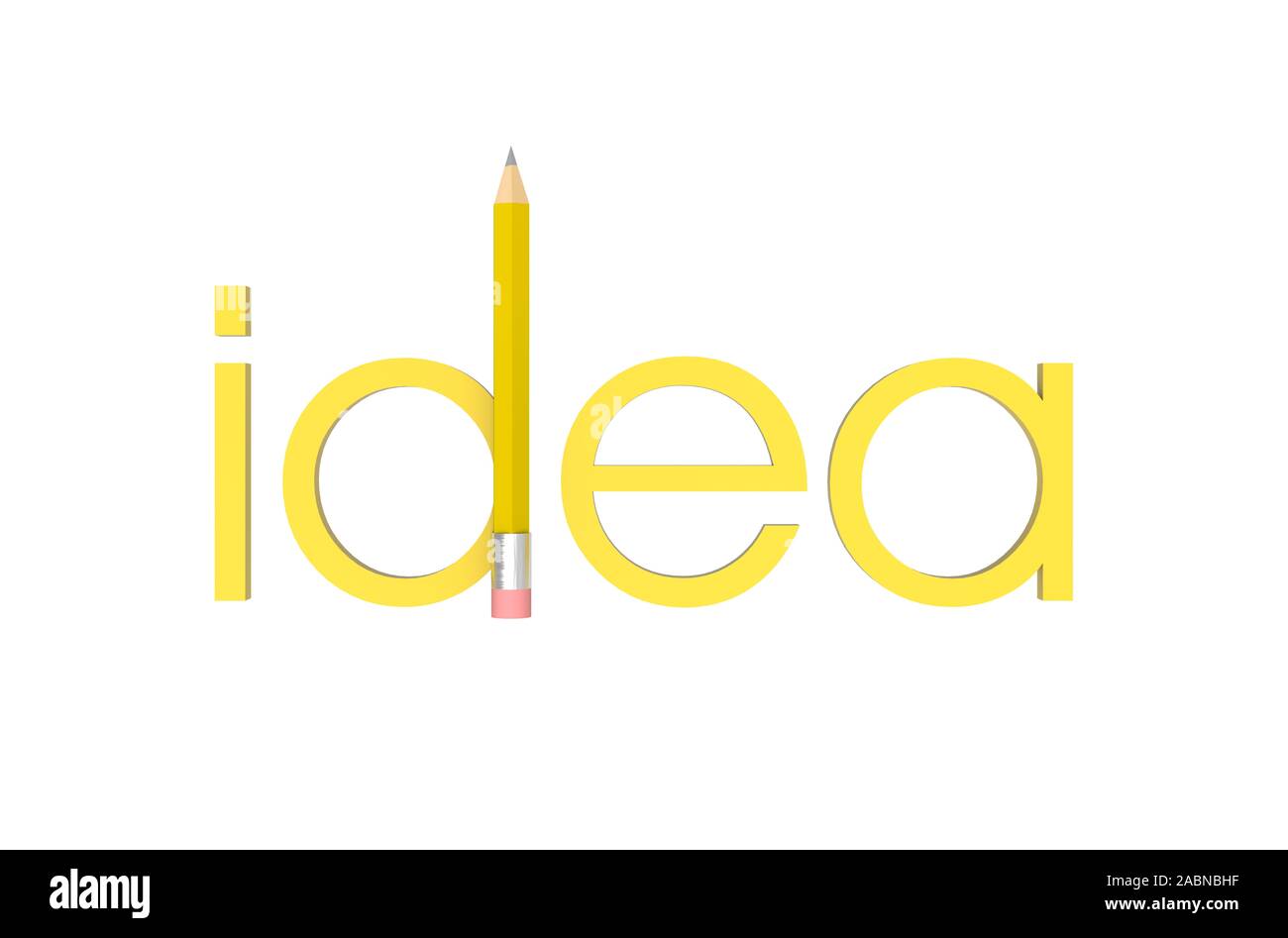 Yellow Idea Text With Pencil concept 3D Rendering Stock Photo - Alamy