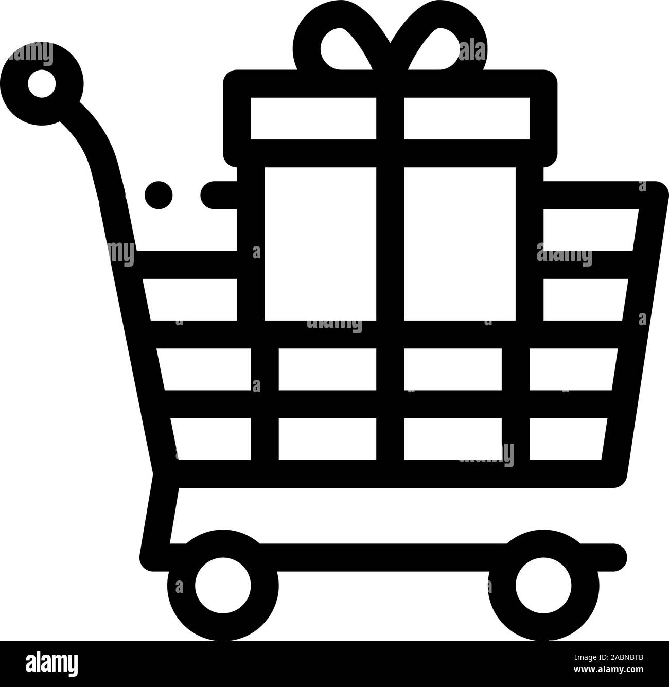 Trolley with Gift Icon Vector Outline Illustration Stock Vector Image ...