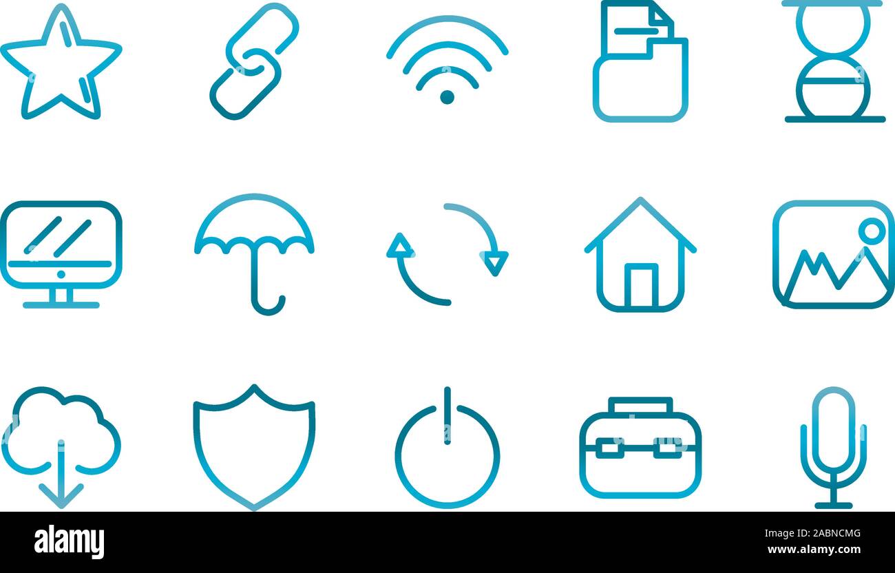 user interface icons set blue gradient vector illustration Stock Vector ...