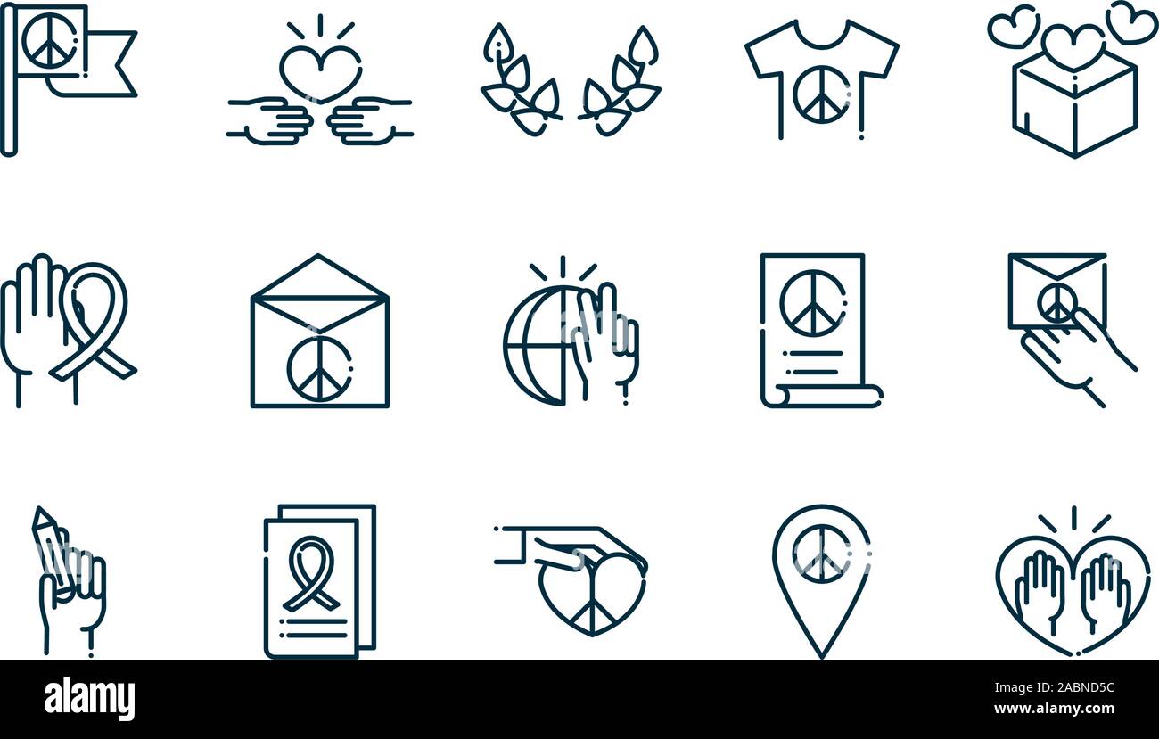 peace and human rights icons set line vector illustration Stock Vector ...