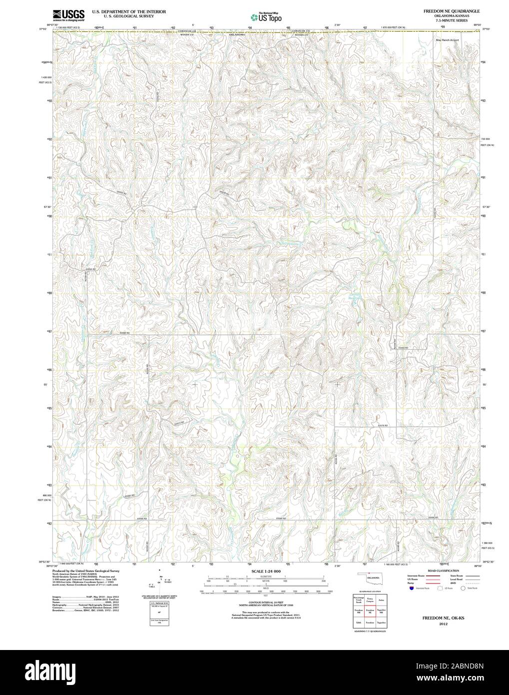 USGS TOPO Map Oklahoma OK Freedom NE 20121115 TM Restoration Stock ...