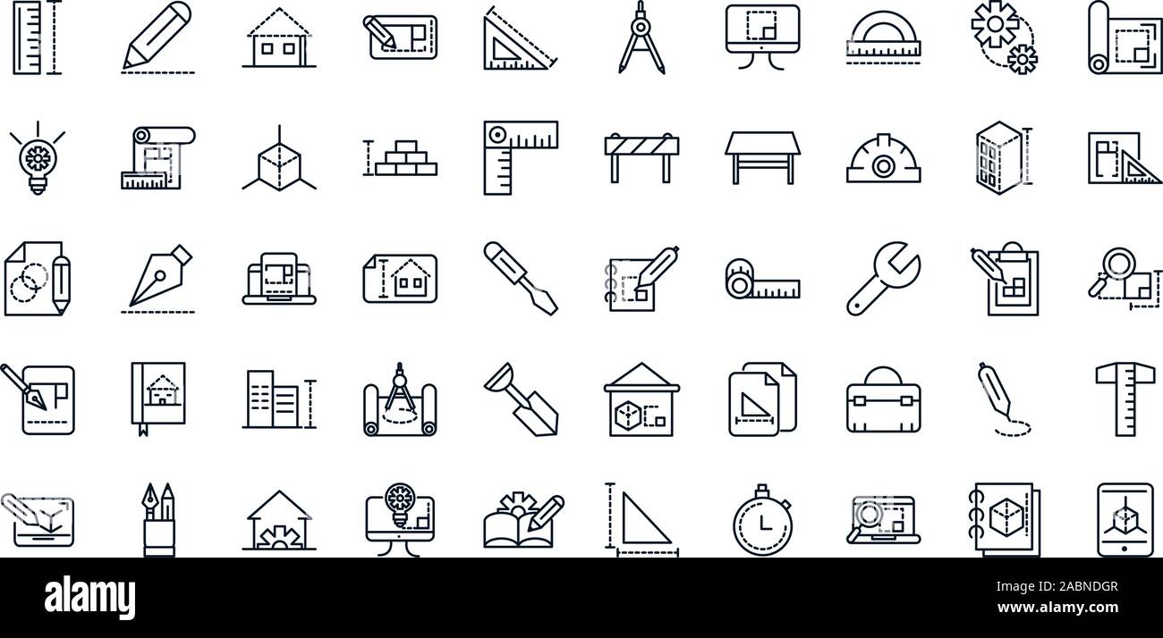 architecture construction tools icons set line vector illustration ...