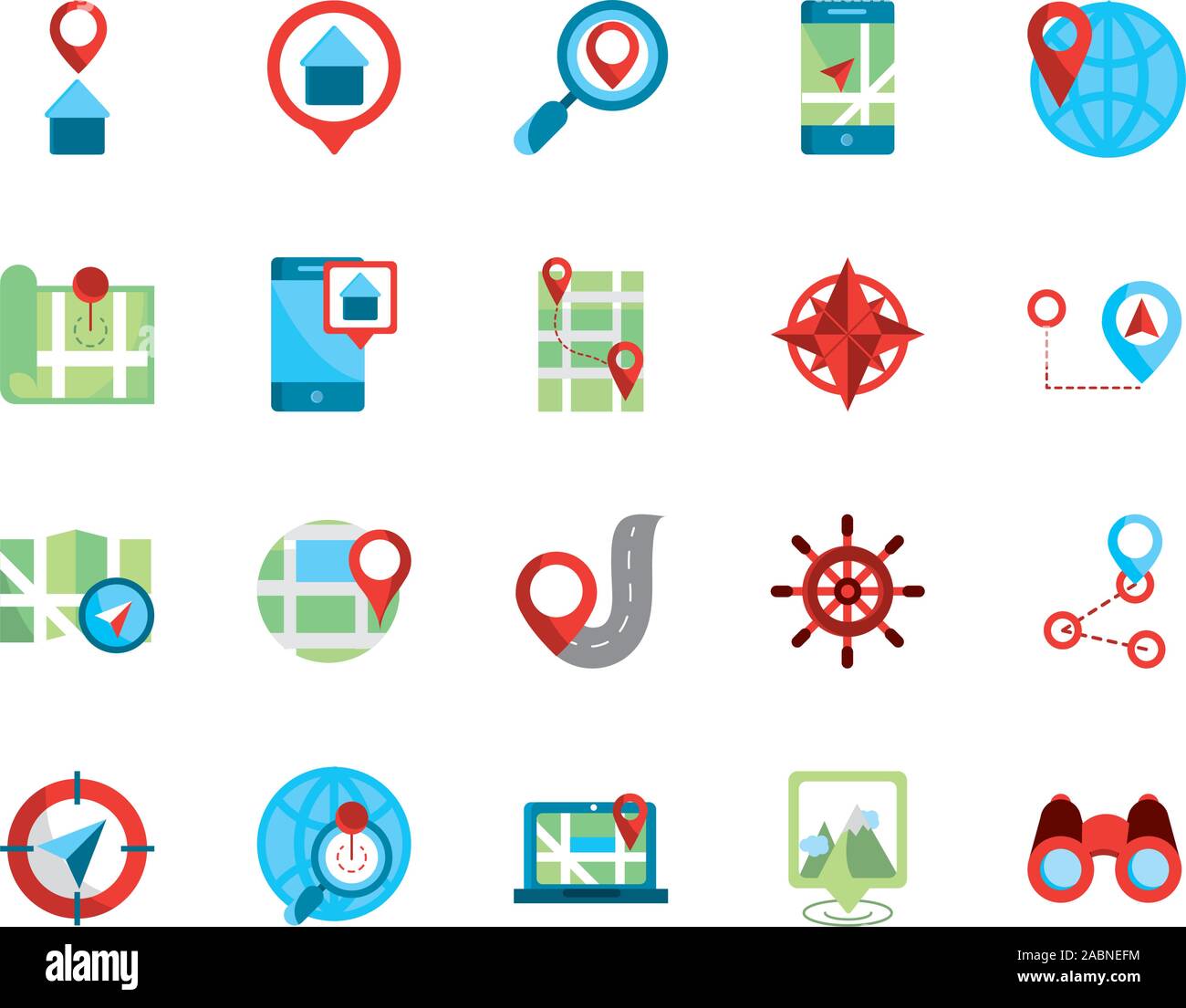 gps map and navigation icons collection vector illustration Stock ...
