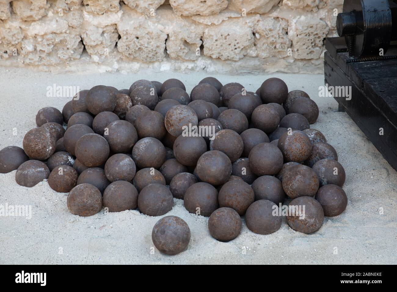 A pile of Canon balls in Dubai Museum, Dubai,UAE Stock Photo - Alamy