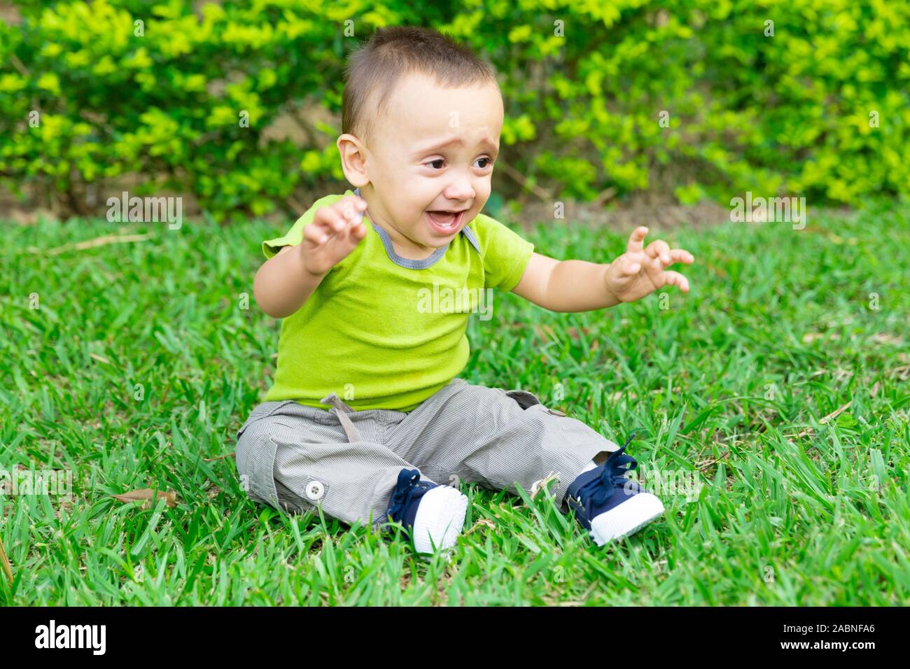 Boy screaming grass hi-res stock photography and images - Alamy