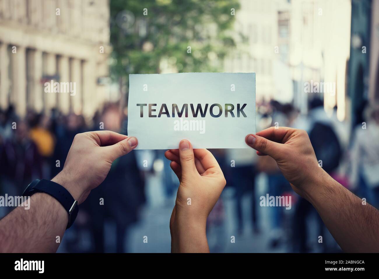Team work three human hands hi-res stock photography and images - Alamy
