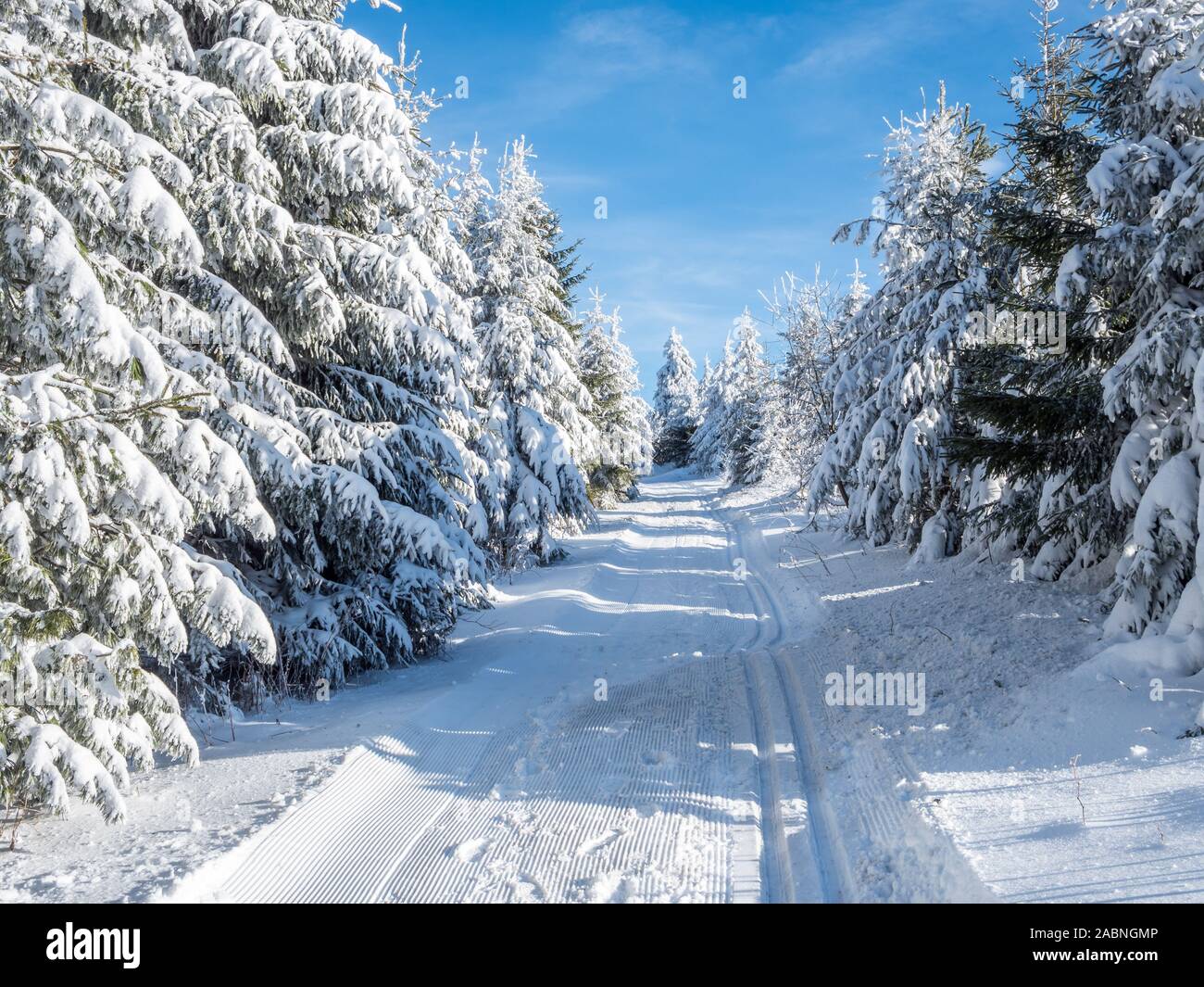 Winter landscape in the Erzgebirge Mountains Stock Photo - Alamy