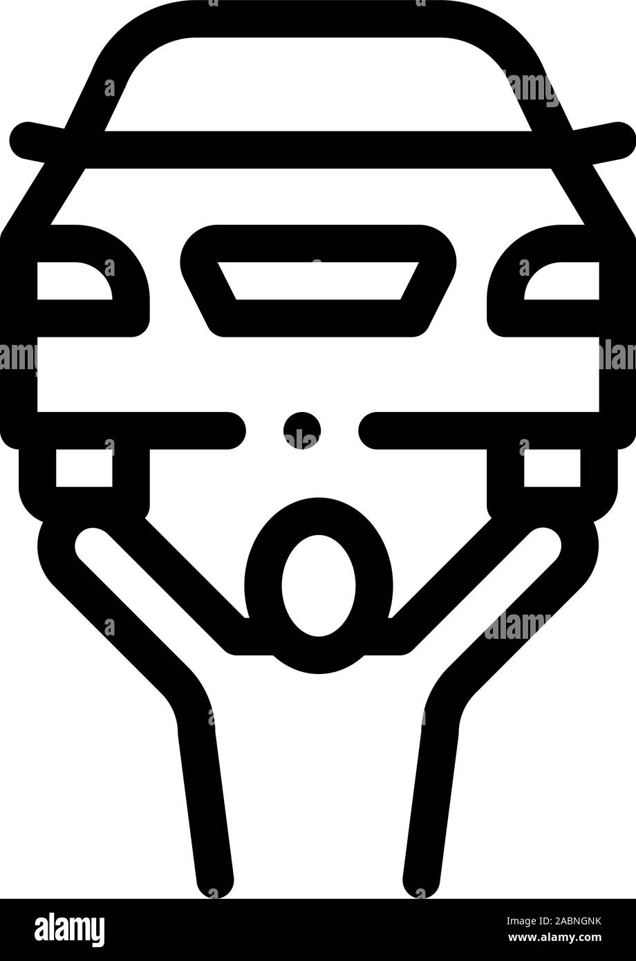 Man Raises Car Icon Vector Outline Illustration Stock Vector Image ...