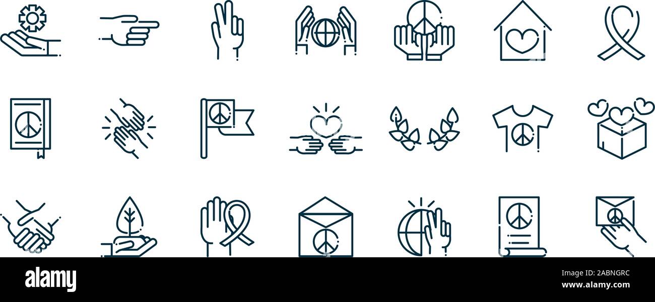 peace and human rights icons set line vector illustration Stock Vector ...