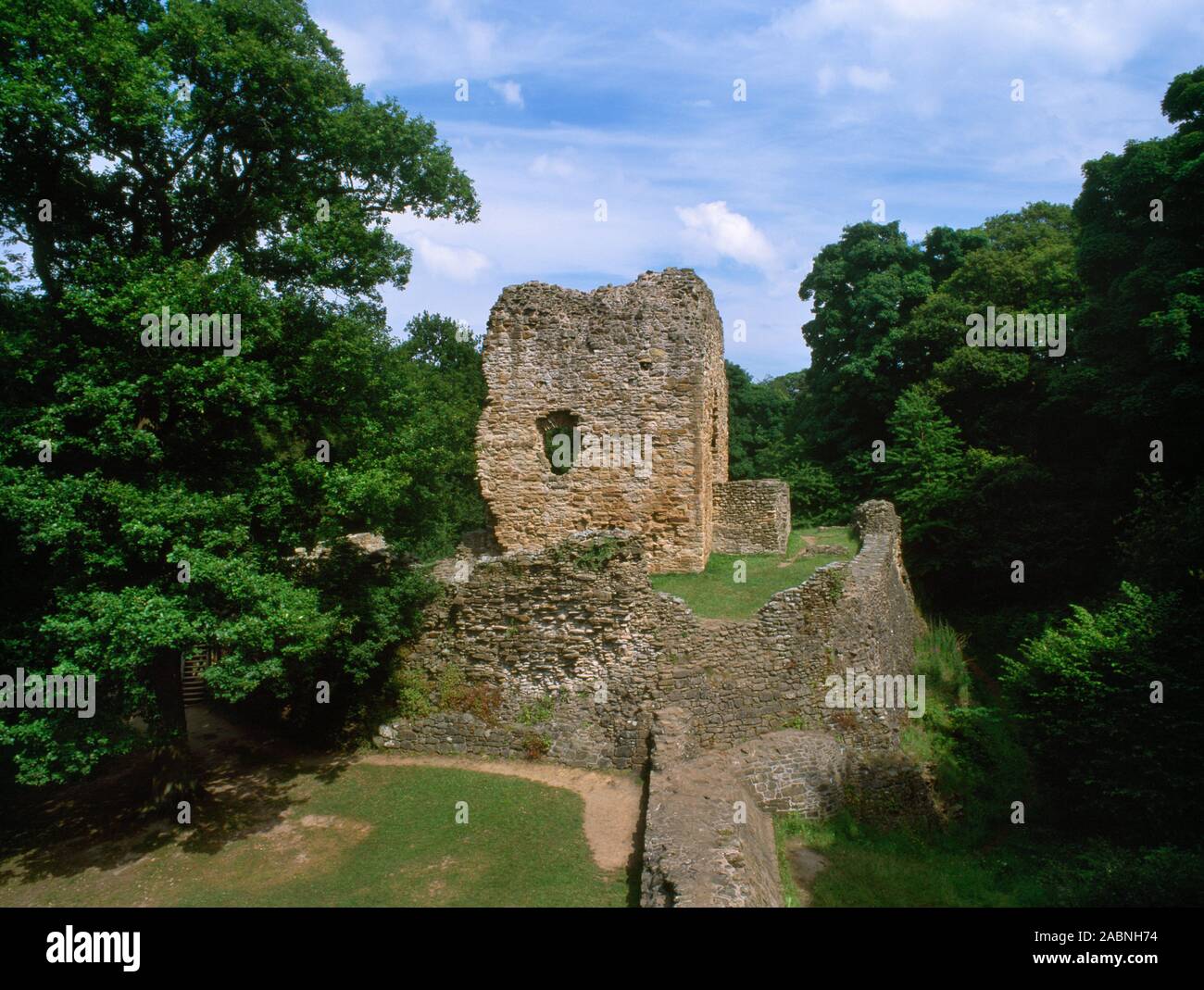 View ENE from the West Tower of Ewloe Castle, Flintshire, Wales, UK, to ...