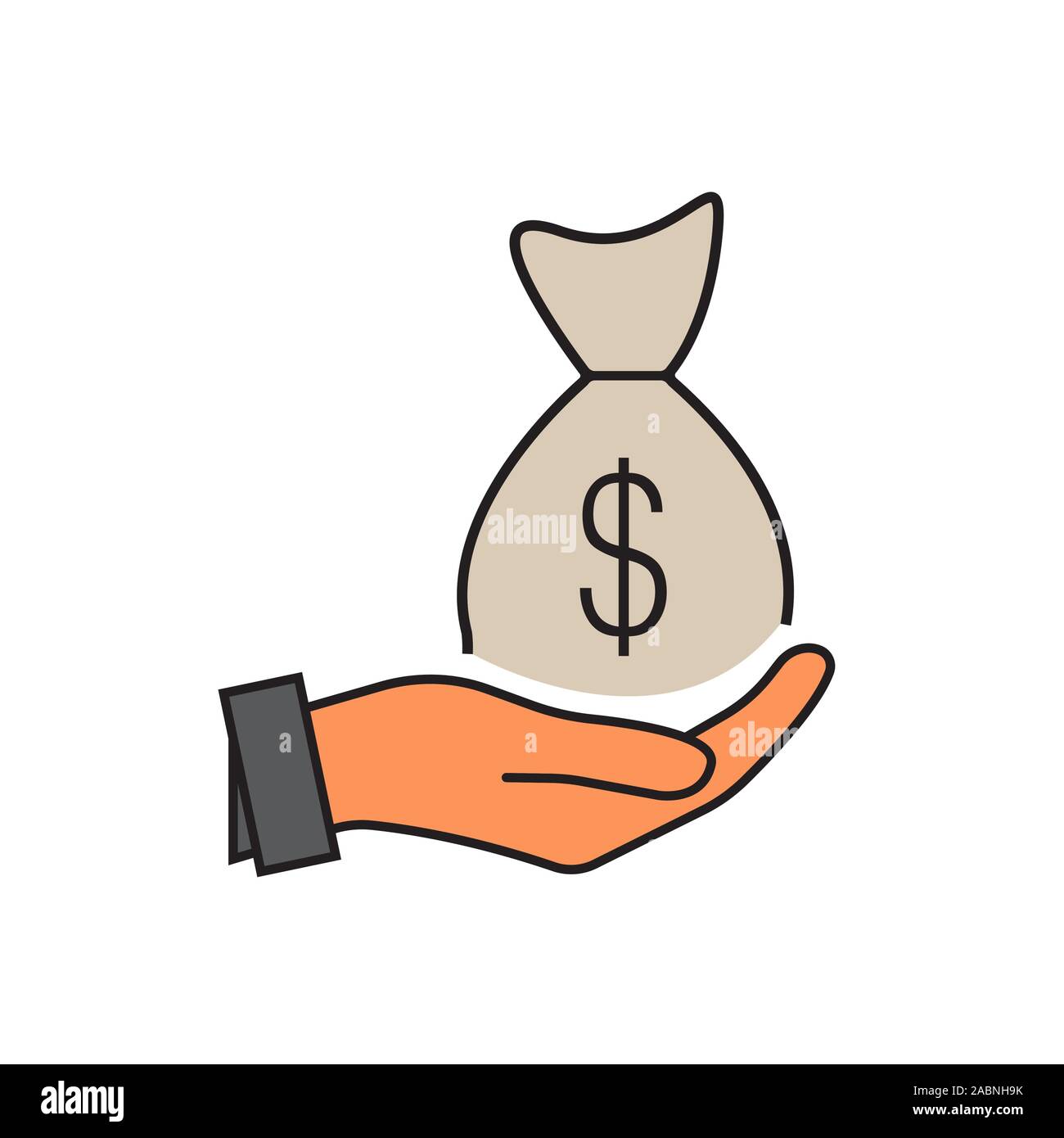 Money in hand icon in trendy flat style design. Vector graphic ...