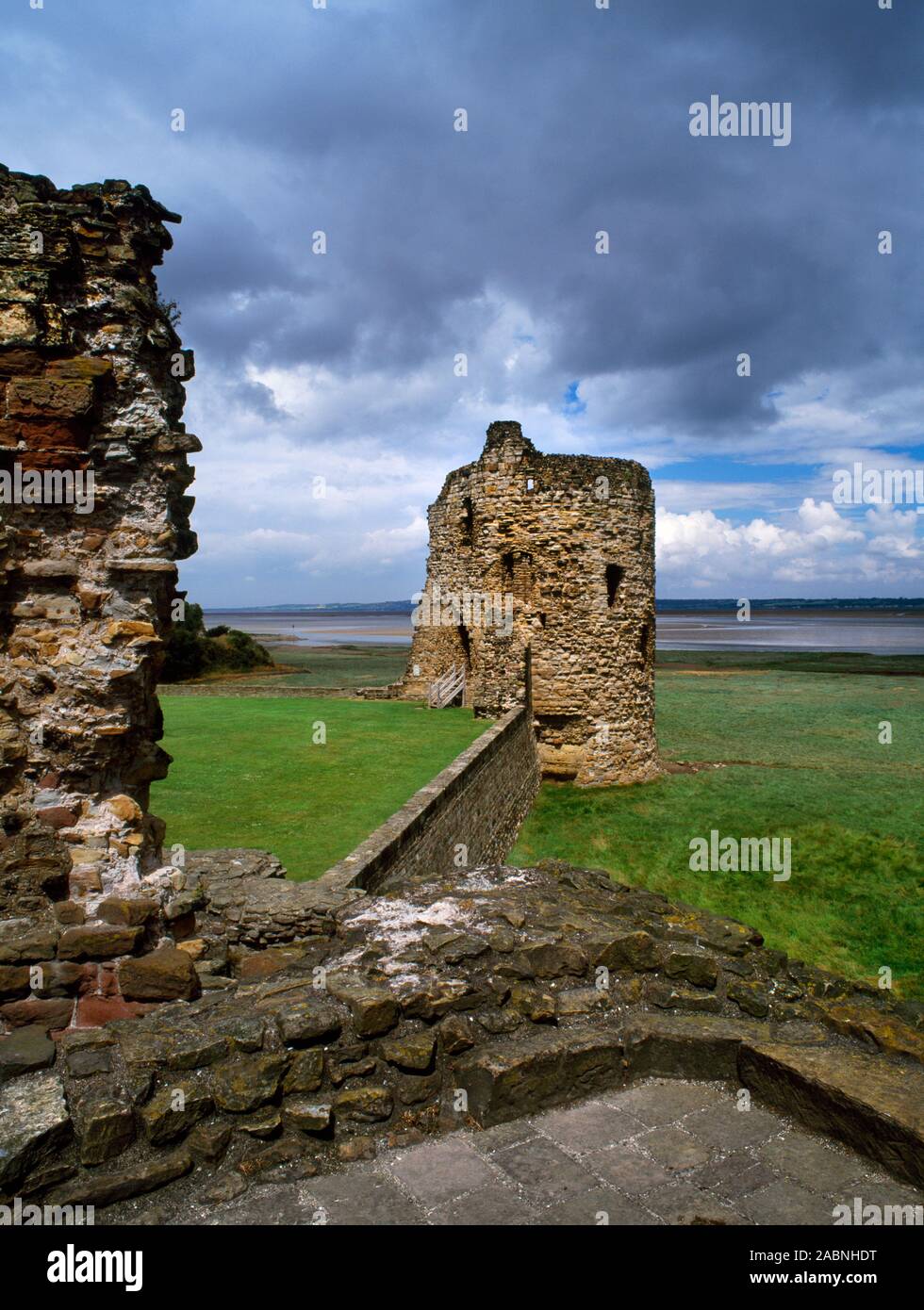 The NE corner tower of the inner ward of Flint Castle, Wales, UK, seen ...