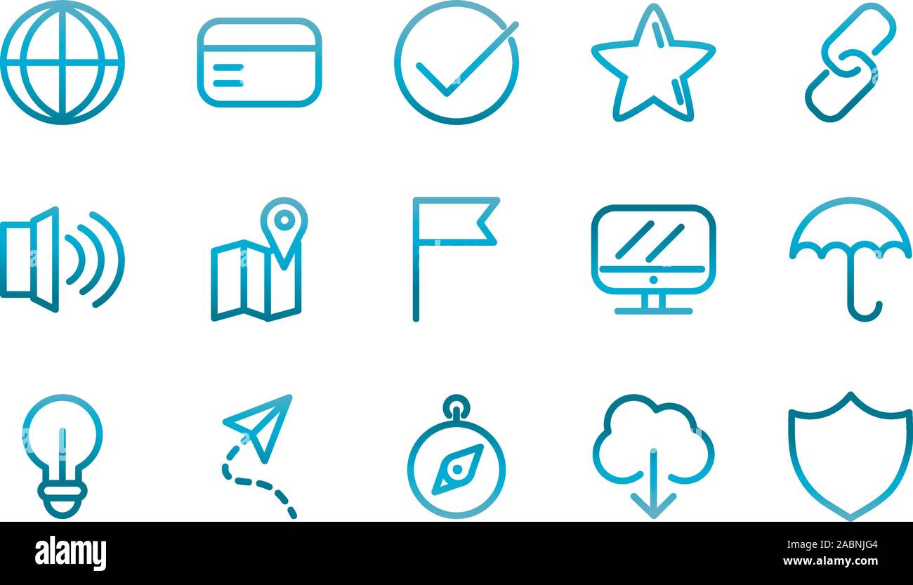 user interface icons set blue gradient vector illustration Stock Vector ...