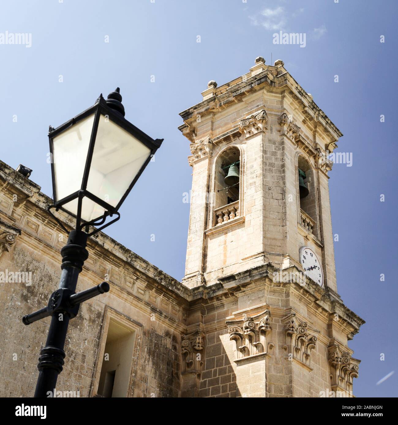 Rotunda of Mosta church, Malta. Detail of one of the towers of the Rotunda of St Marija Assunta ...