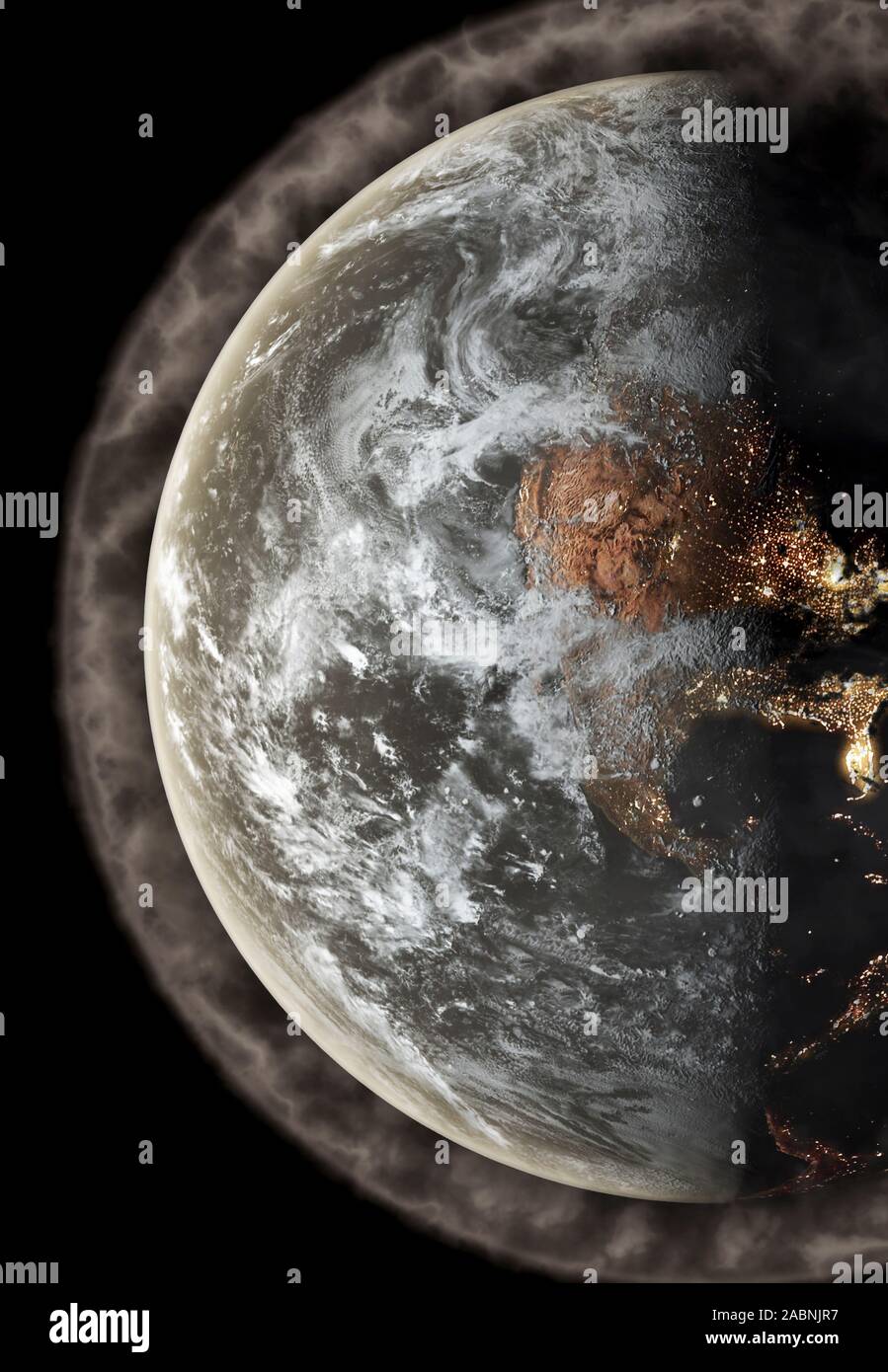 Polluted Earth concept with thick pollution as a haze covering the ...