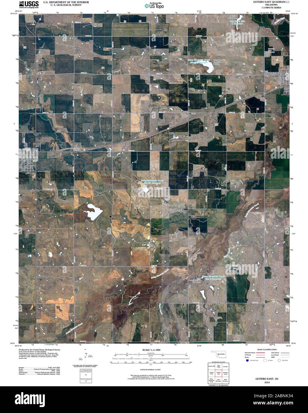 USGS TOPO Map Oklahoma OK Gotebo East 20100101 TM Restoration Stock ...