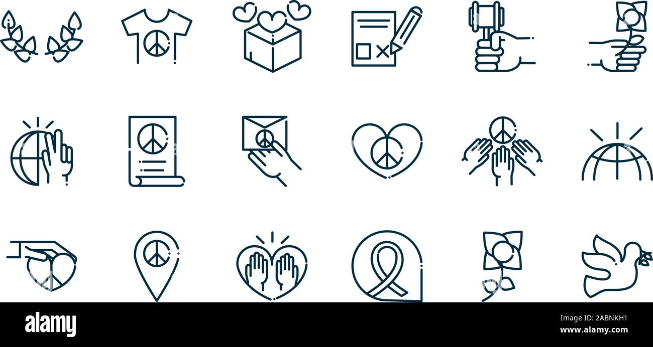peace and human rights icons set line vector illustration Stock Vector ...