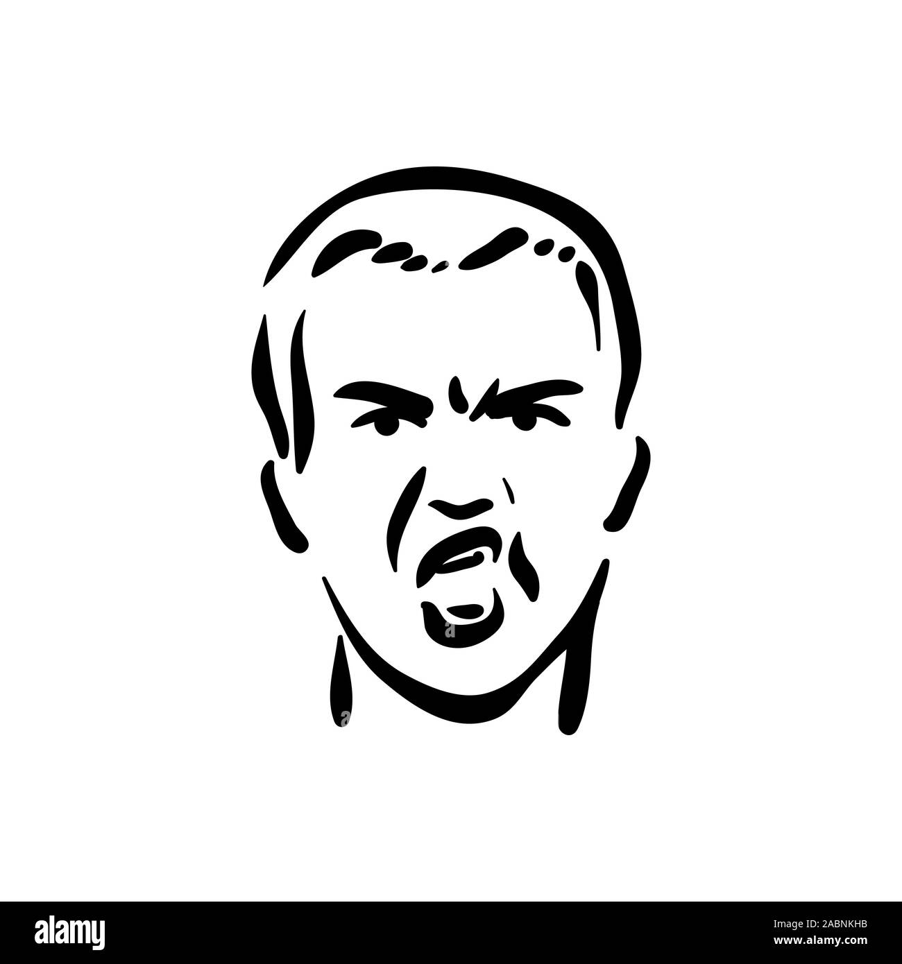 Angry furious emotional man face on white background Stock Vector Image ...