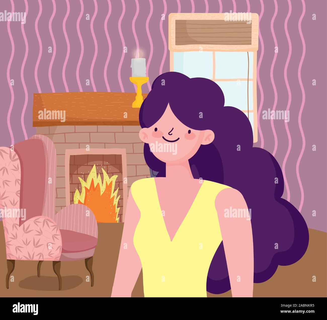 Woman cartoon in home room design, Girl female person people human and ...