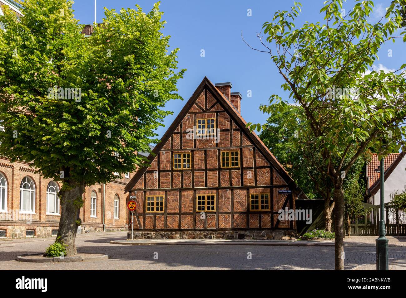 Lund, Sweden - June 24, 2018: An old half-timbered house on a ...
