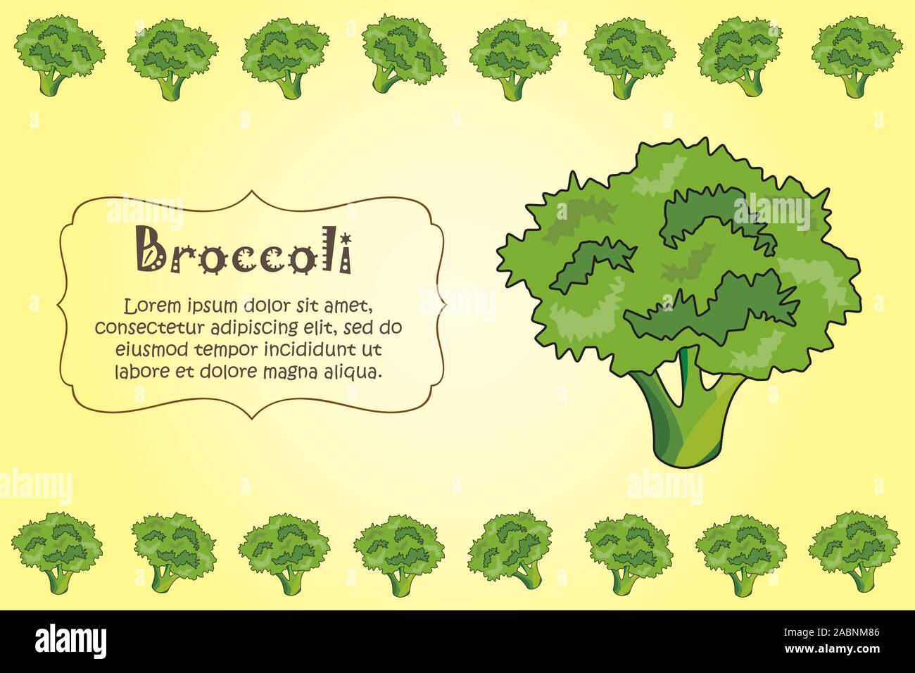 Card for kitchen notes. Blank with broccoli ornament. Kitchen card. A ...