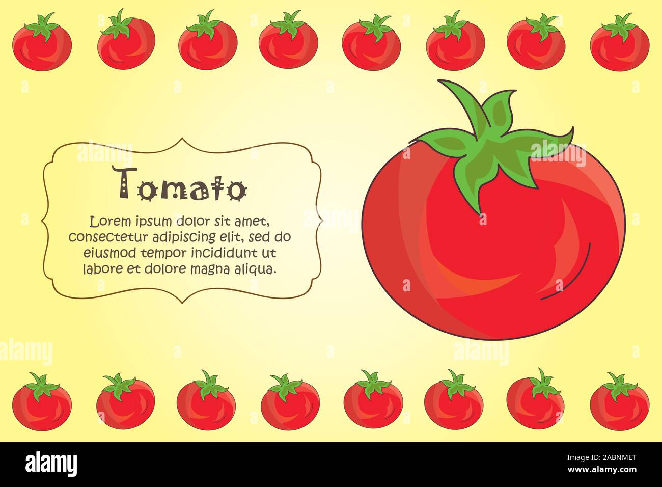 Card for kitchen notes. Blank with tomato ornament. Kitchen card. A ...