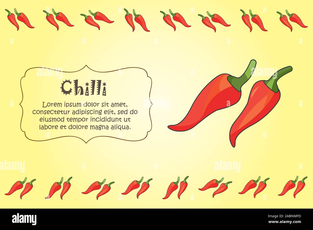 Card for kitchen notes. Blank with chilli ornament. Kitchen card. A ...