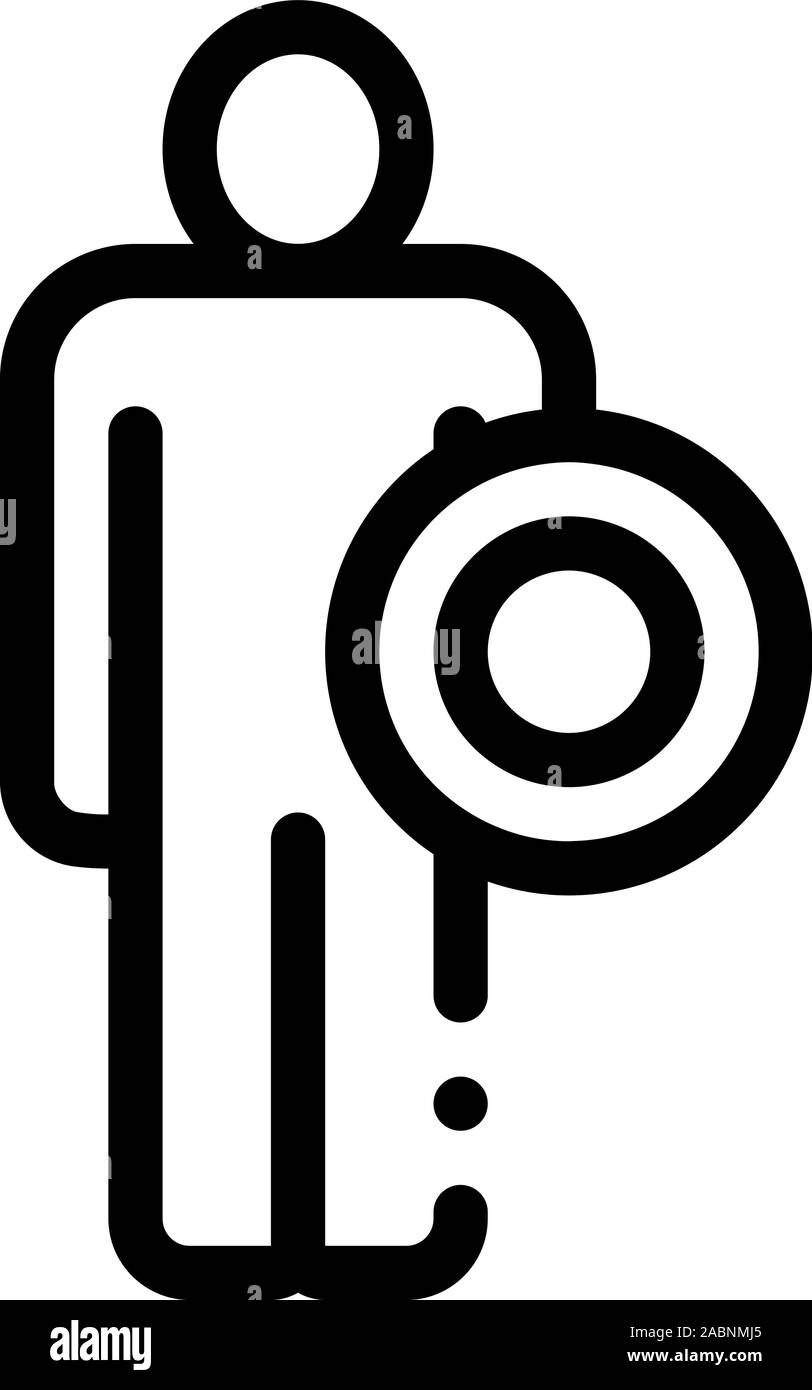 Strong Man With Shield Icon Vector Outline Illustration Stock Vector ...