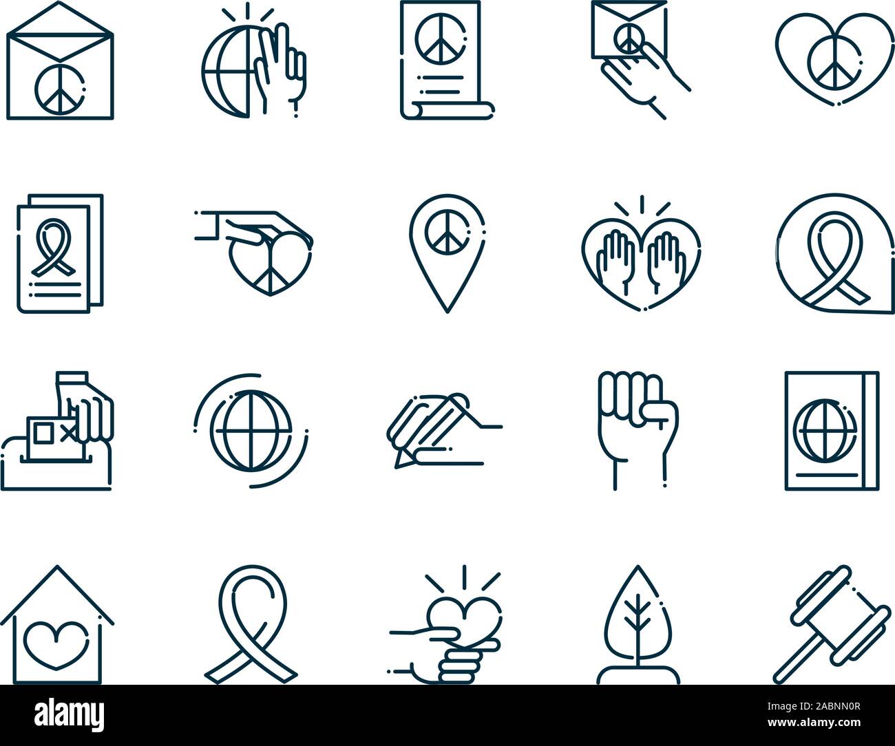peace and human rights icons set line vector illustration Stock Vector ...