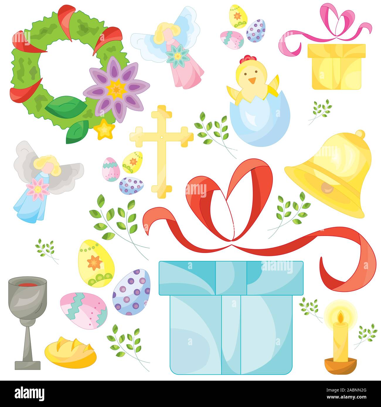 Set of easter color vector icons, signs, symbols. Easter pattern Stock ...