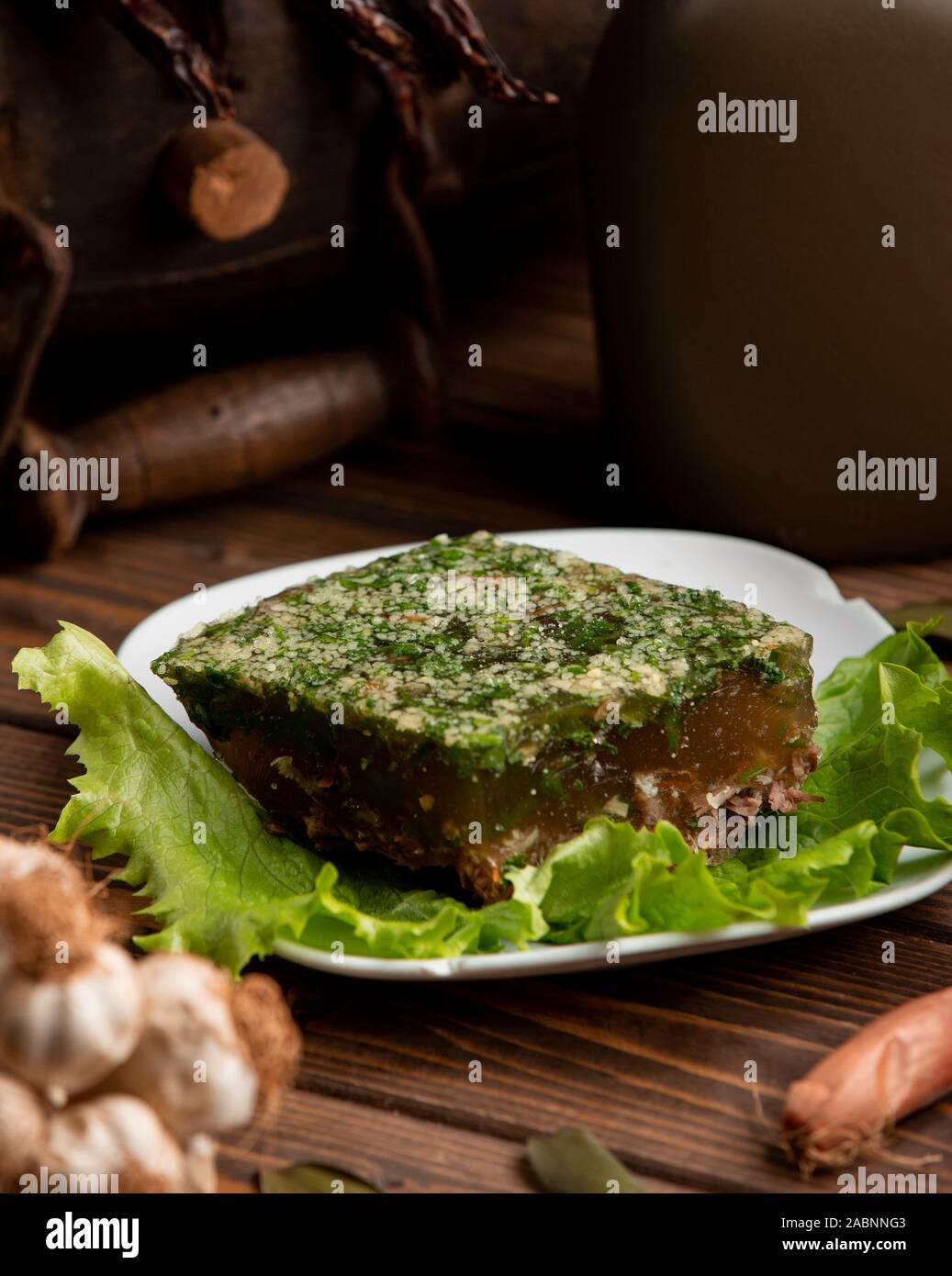 russian traditional dish jellied meat Stock Photo - Alamy