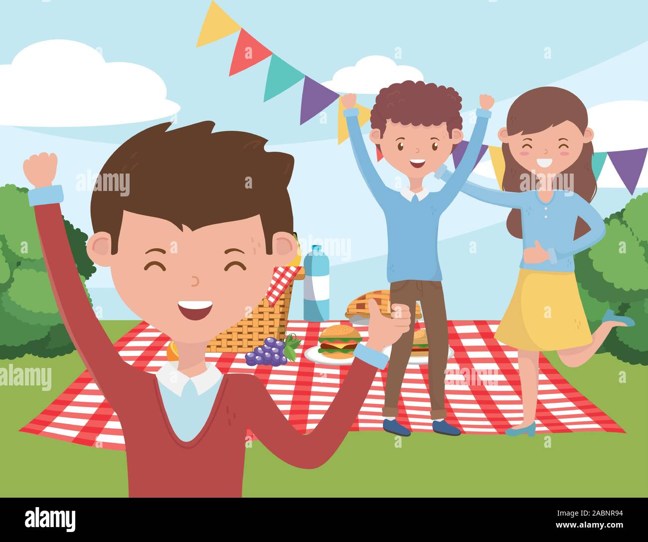 Boy having hamburger for lunch Stock Vector Images - Alamy