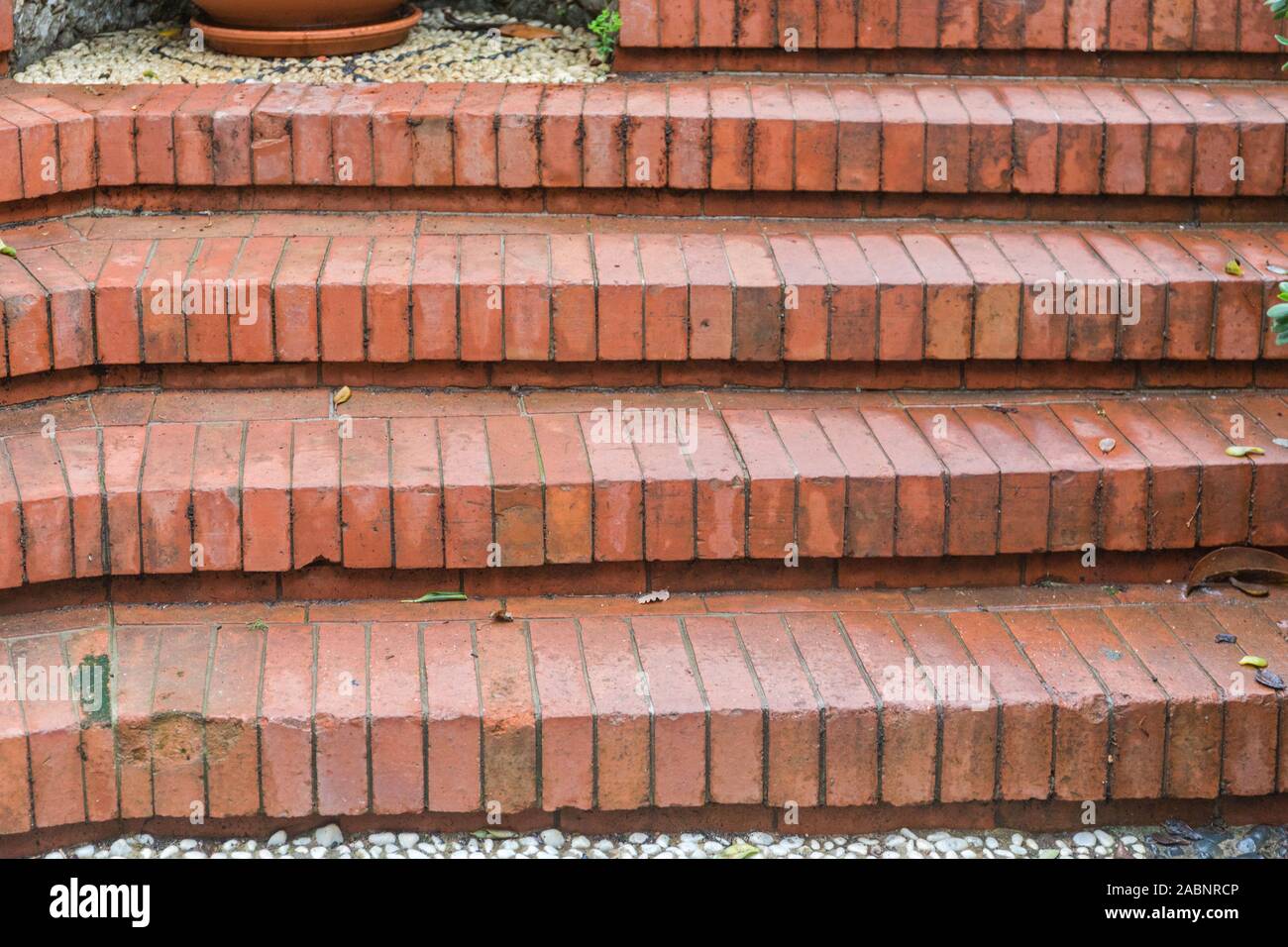 Red Brick Stairs in Garden Italy Stock Photo - Alamy