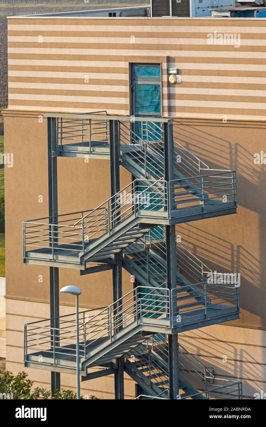 Emergency Exit External Steel Staircase Fire Escape at Condo Building ...