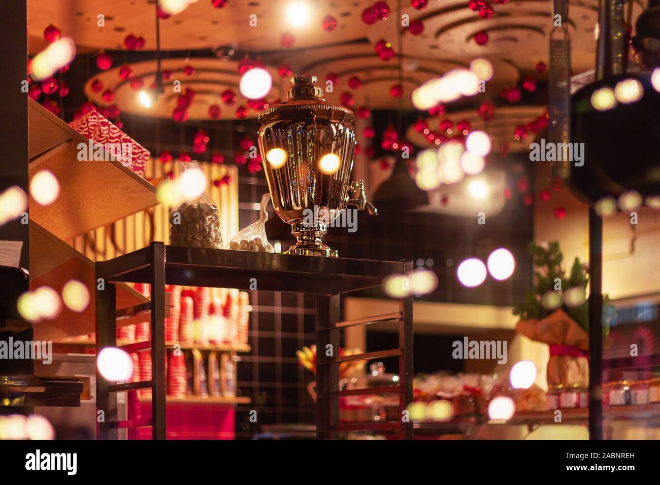 golden teapot samovar tea ceremony. culture tradition drink Stock Photo ...