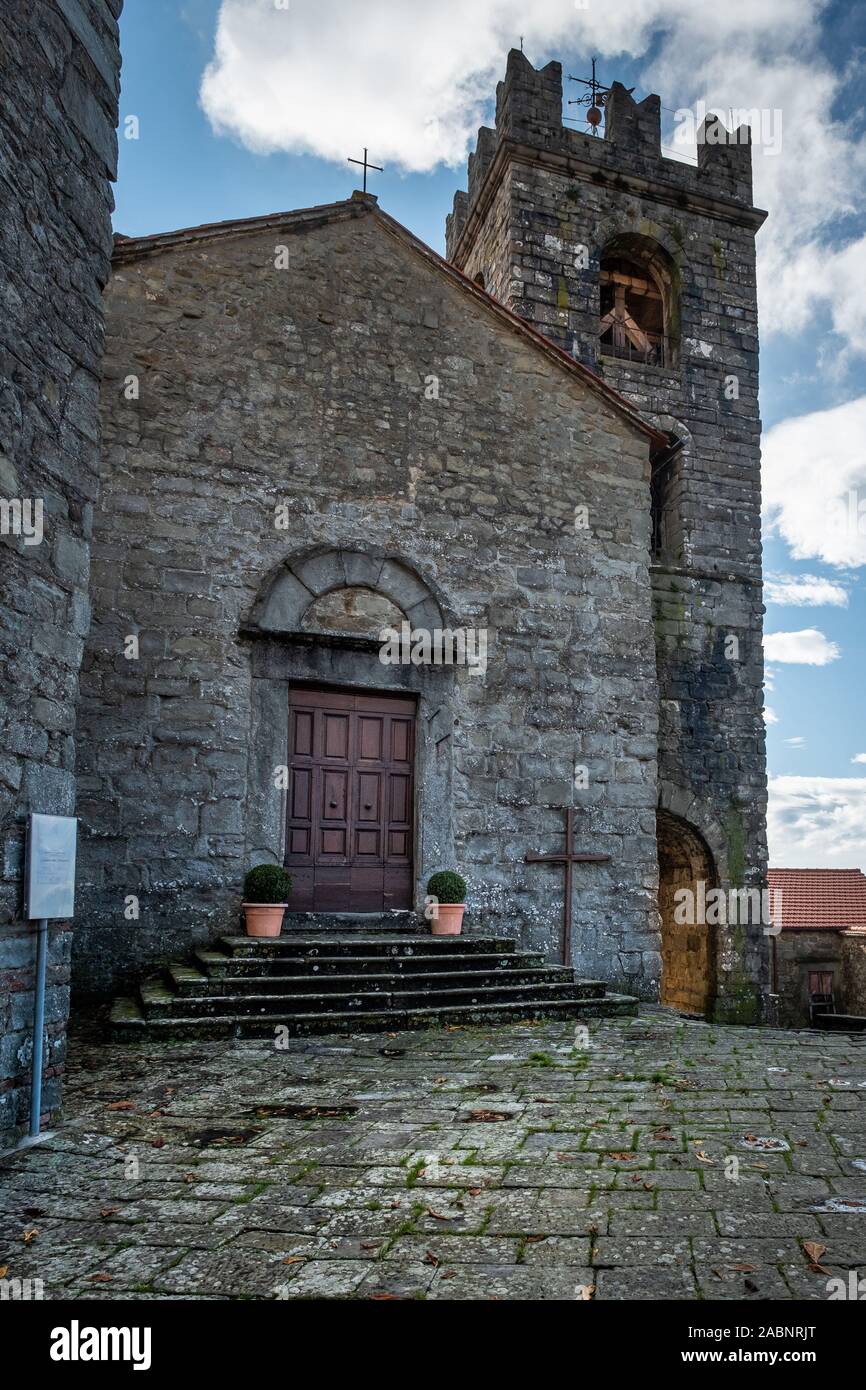 The old village of Pontito with the church of SS. Andrea and Lucia ...