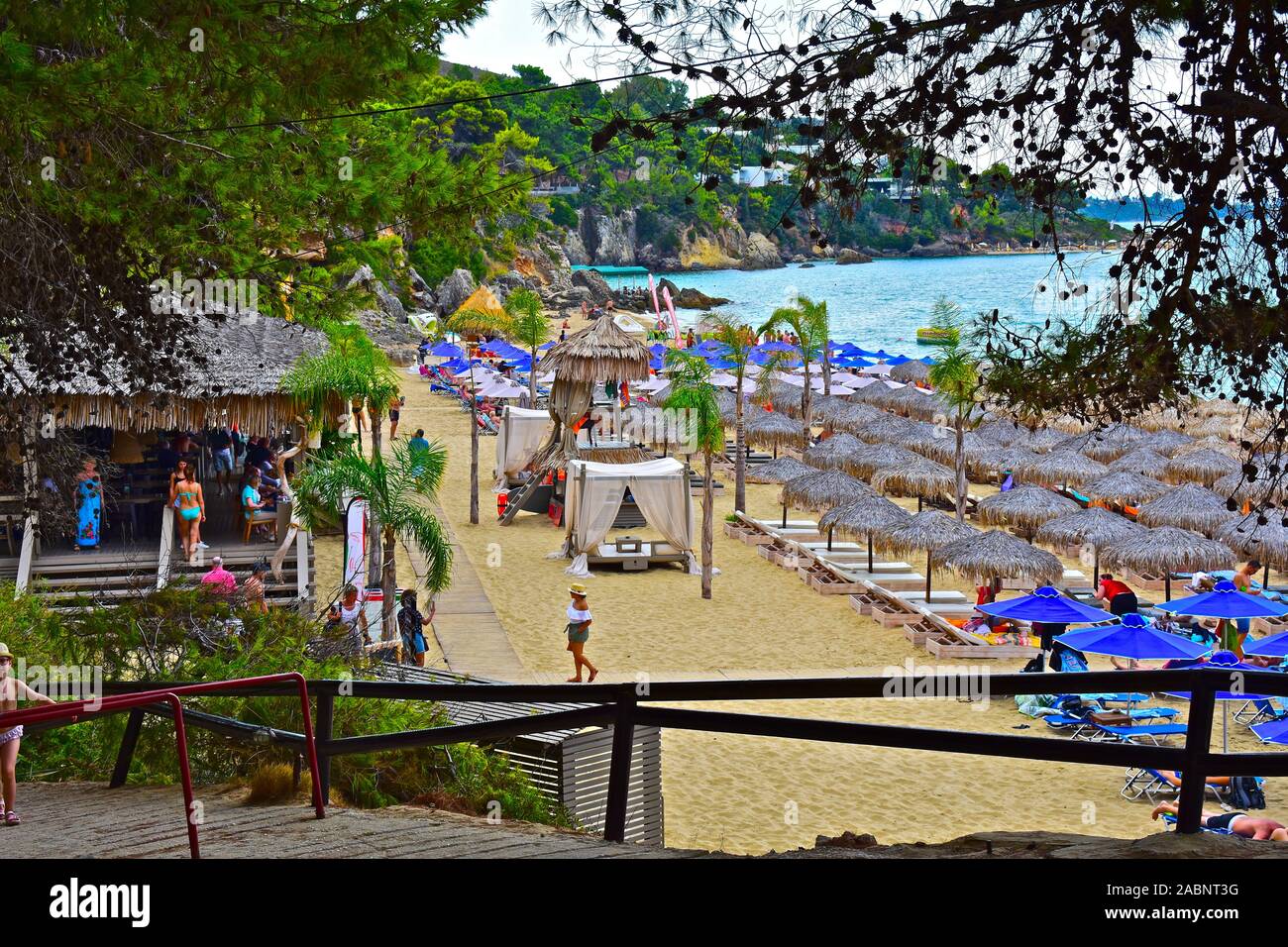 The beautiful beach near Lassi known as Paralia Makris Gialos. Features ...