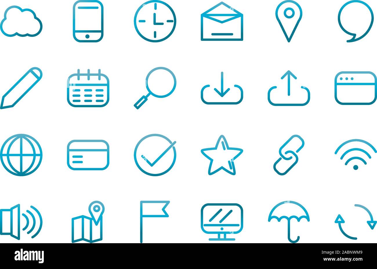 user interface icons set blue gradient vector illustration Stock Vector ...