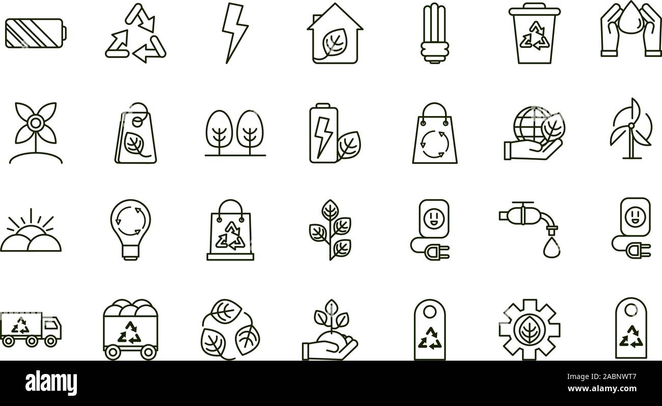 environment ecology icons collection line vector illustration Stock ...