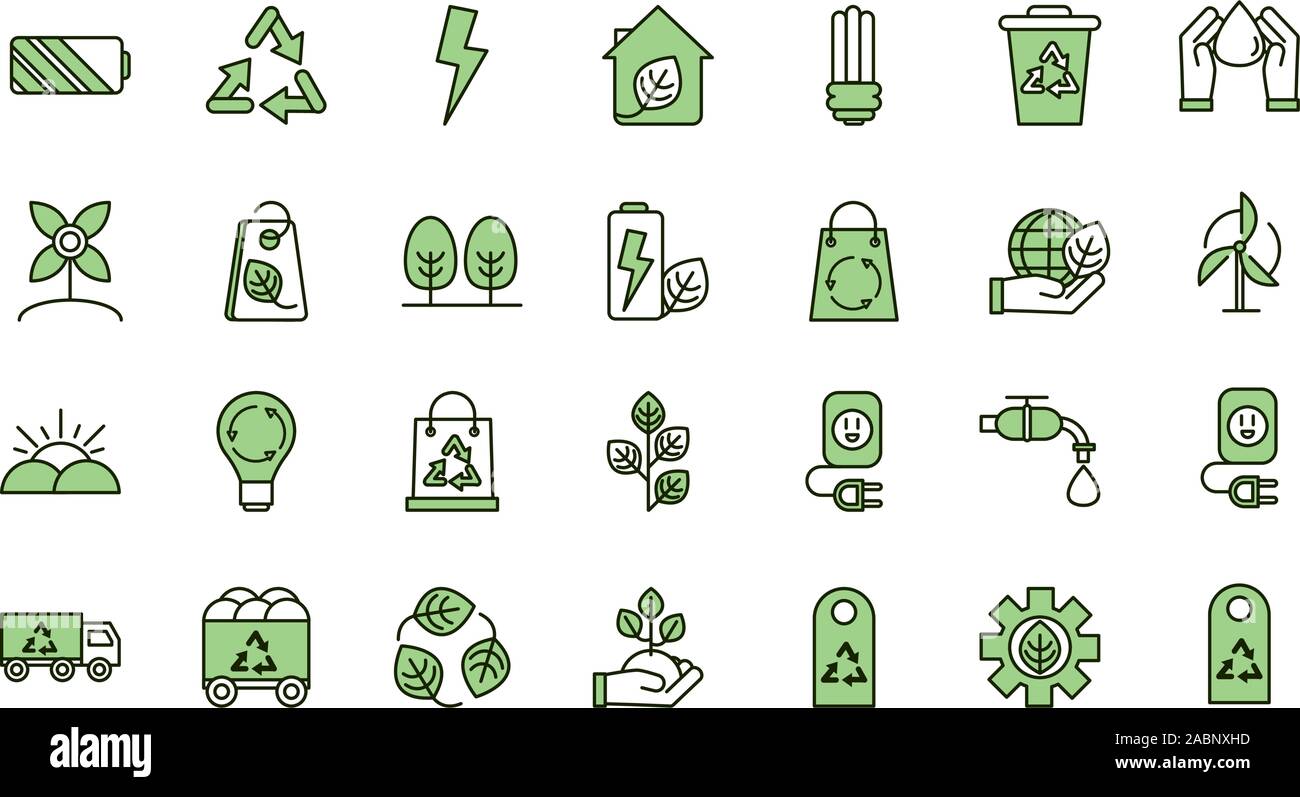 environment ecology icons collection line and fill vector illustration ...