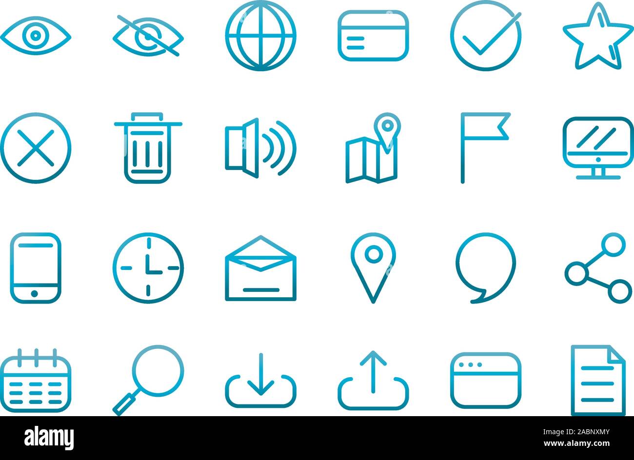 user interface icons set blue gradient vector illustration Stock Vector ...