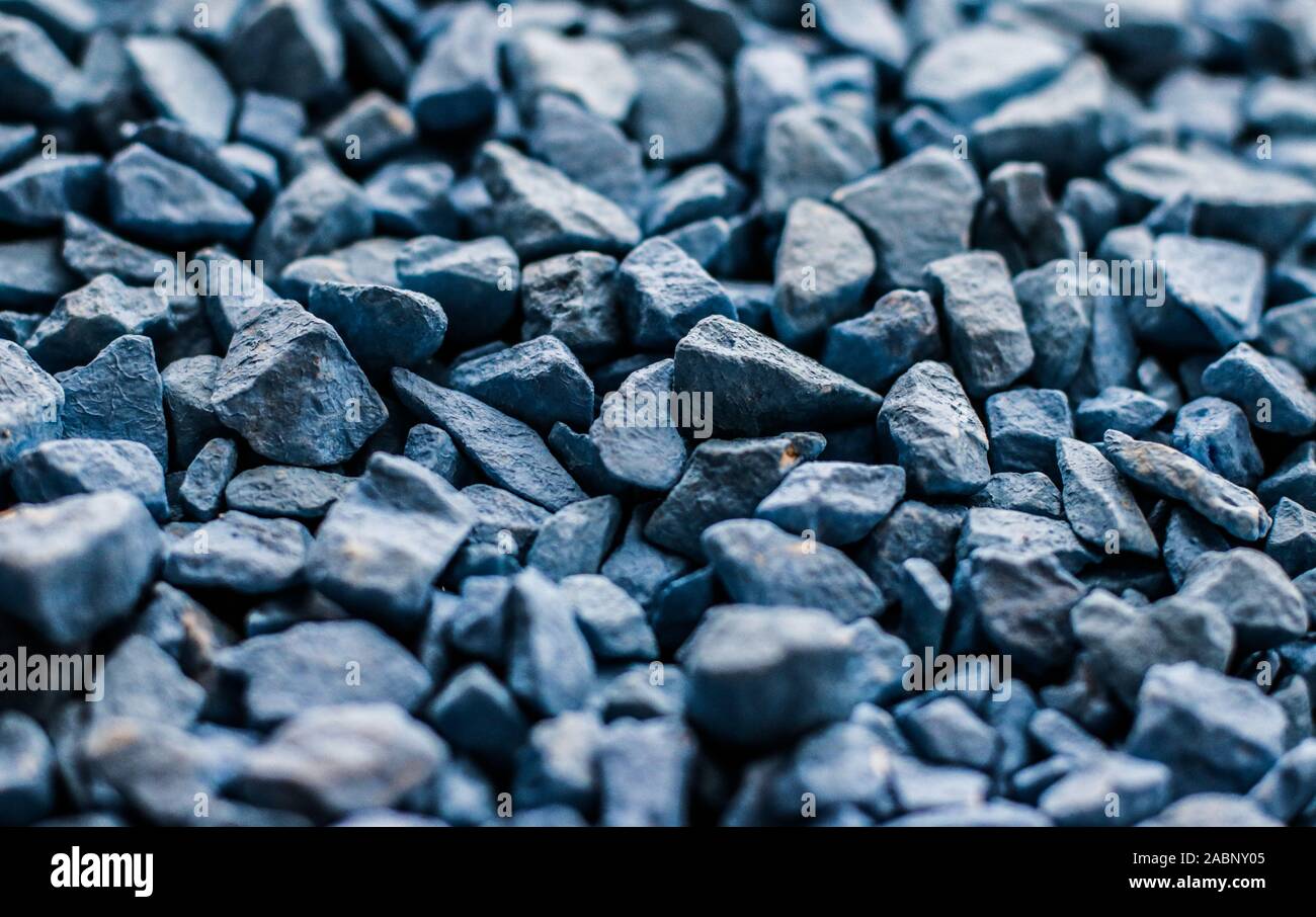 Decor, surface and nature concept - Blue stone pebbles as abstract ...