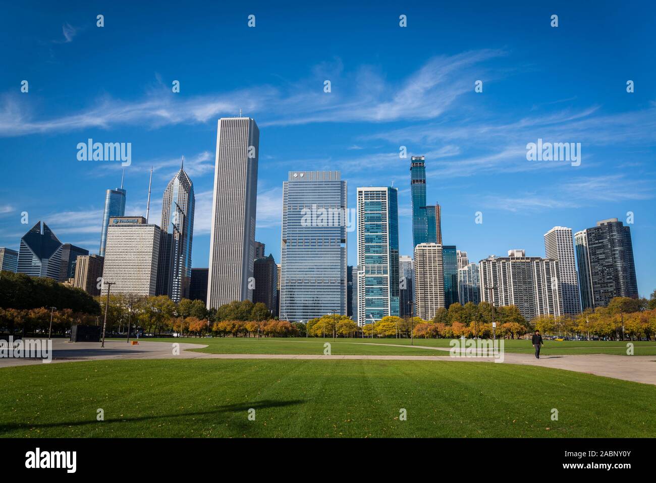 Butler Field and skyline of skyscrapers north the Millennium Park ...