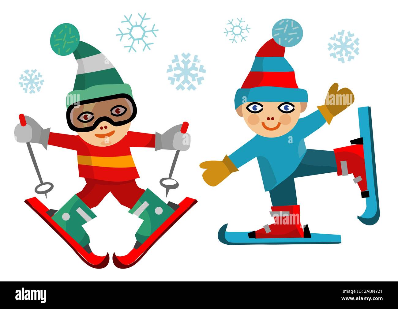 Kids Skiing Clipart