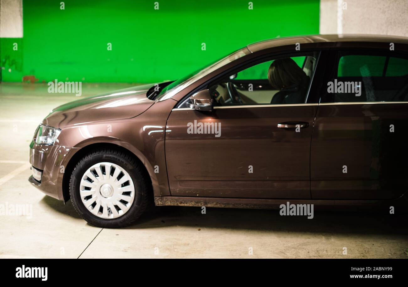 Strasbourg, France - Dec 21, 2016: Side view of luxury Skoda Octavia ...